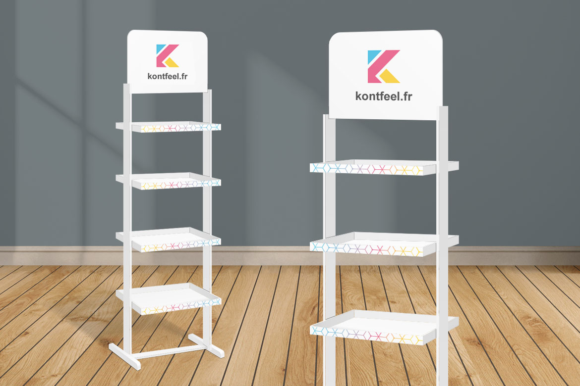 Présentoir plv à escalier en carton personnalisé pour magasin